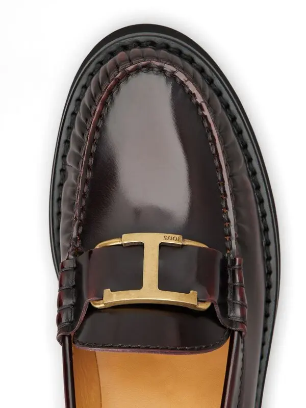 TOD'S Logo Buckle Leather Loafers