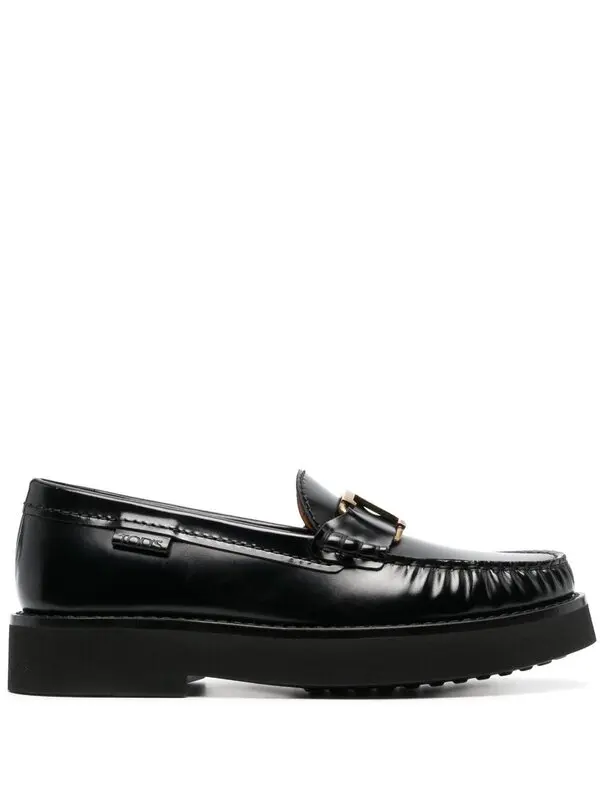 TOD'S Logo-plaque Leather Loafers