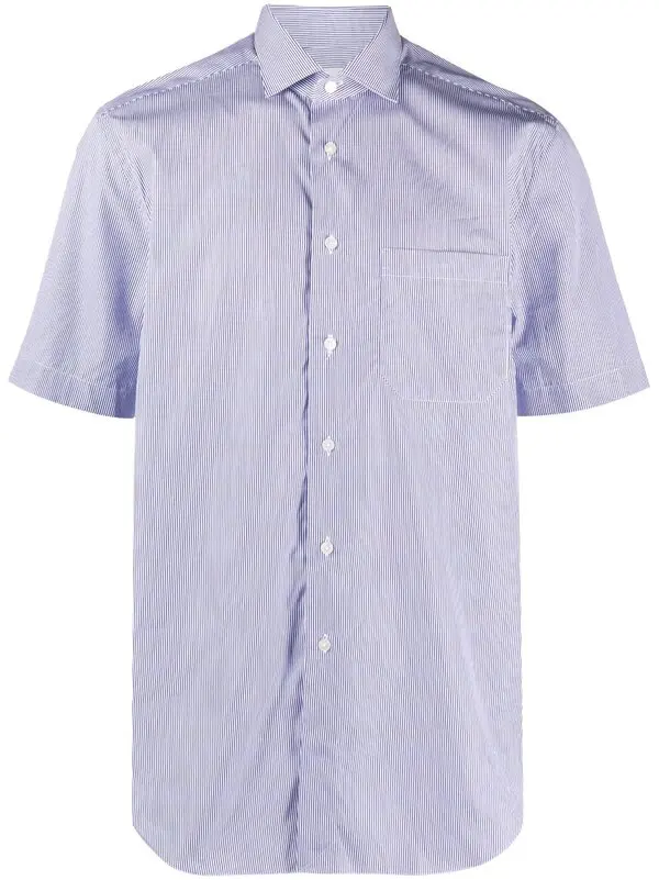 XACUS Striped Short-sleeve Cotton Shirt