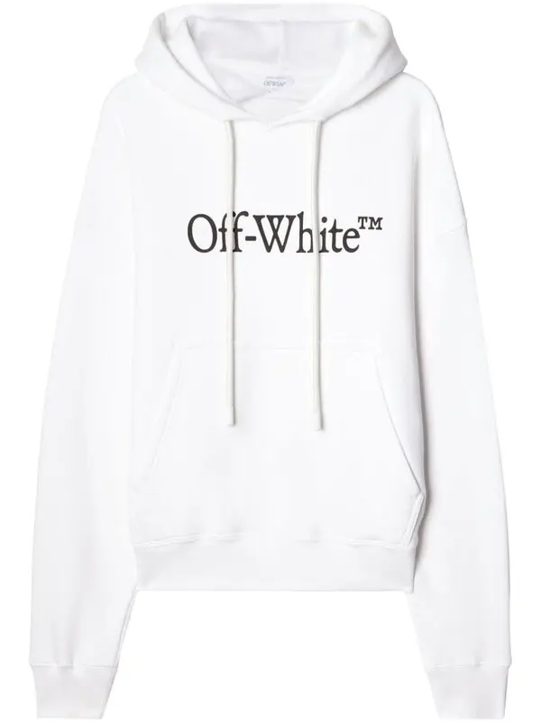 Off-White Cotton Logo Print Hoodie - White