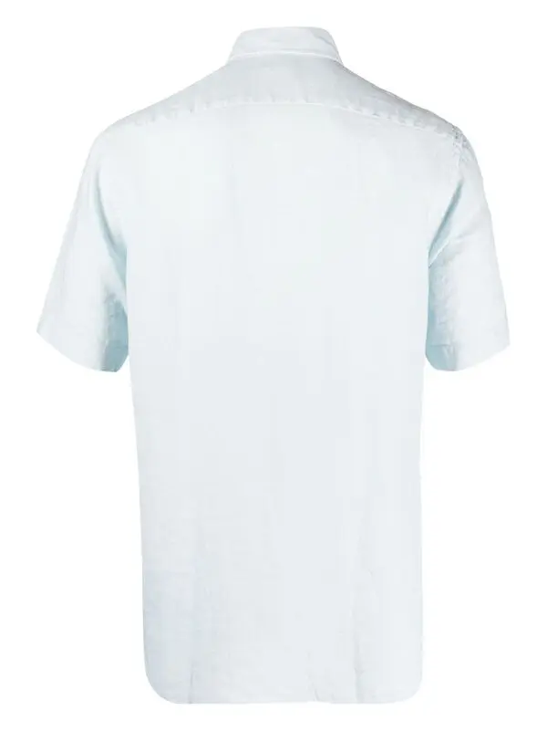 XACUS Short-sleeve Linen Shirt - Blue