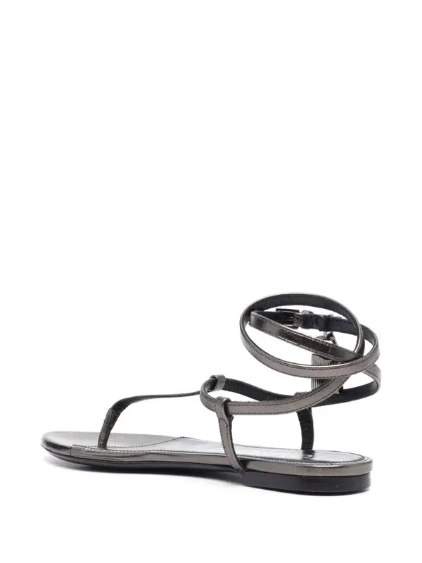 TOM FORD Padlock Laminated-leather Flat Sandals