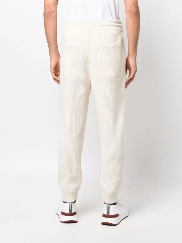 Brunello Cucinelli Cashmere Ribbed-knit Track Pants - Neutrals