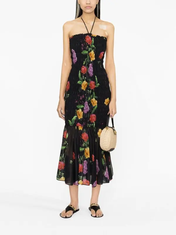 Charo Ruiz Ibiza Floral-print Strapless Midi Dress