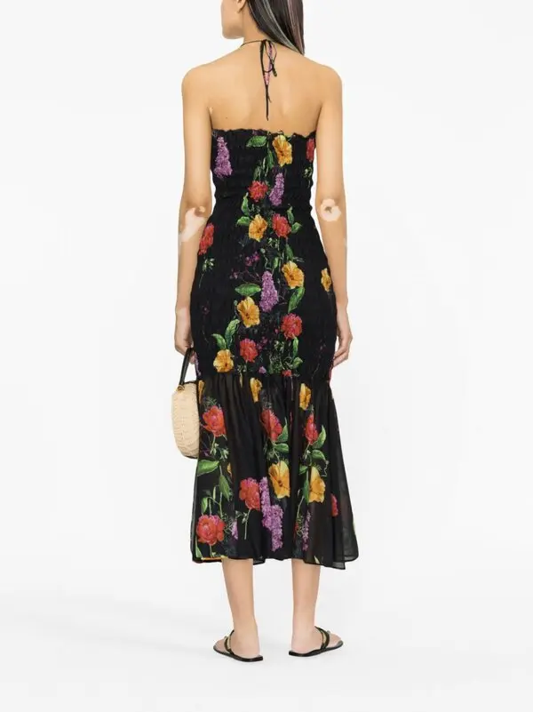 Charo Ruiz Ibiza Floral-print Strapless Midi Dress
