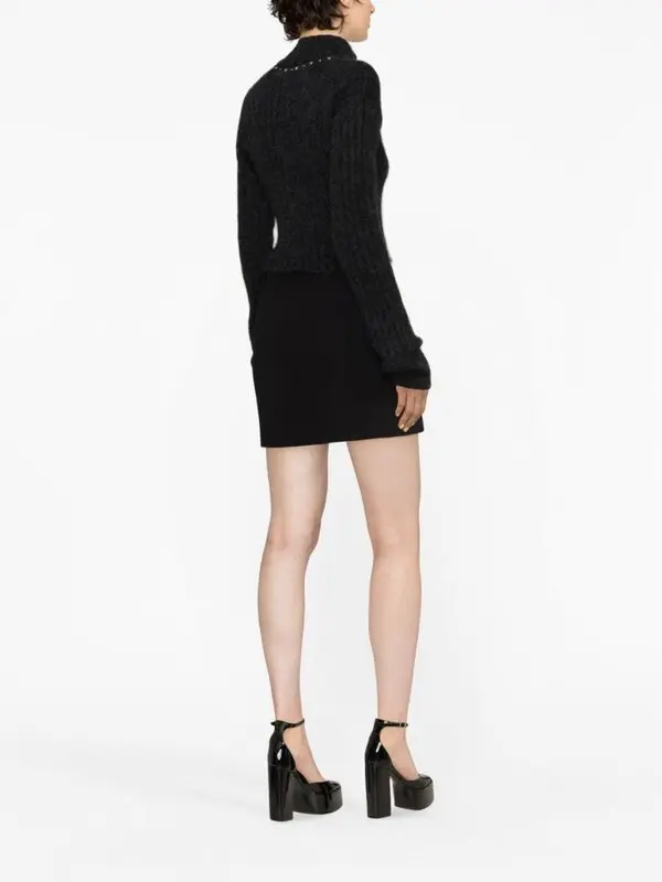 Alessandra Rich Embellished Ribbed Knit Cardigan