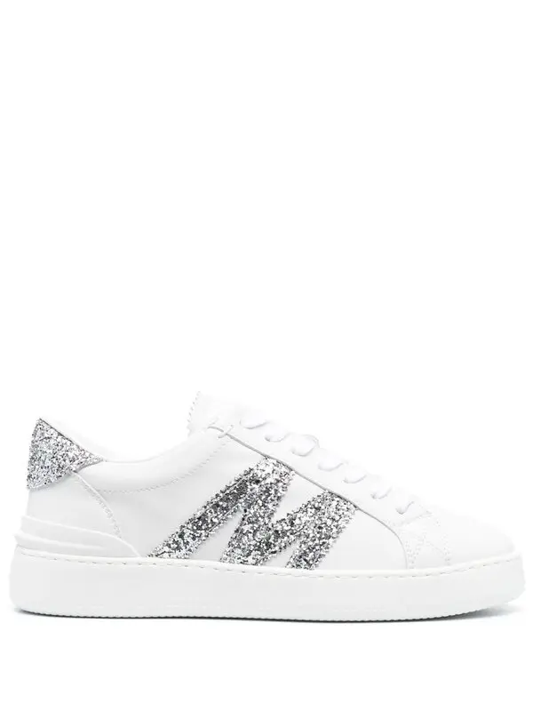 Moncler Monaco Glitter-embellished Sneakers - White