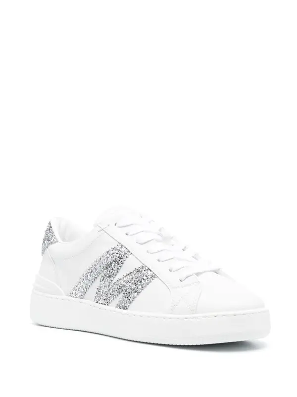 Moncler Monaco Glitter-embellished Sneakers - White