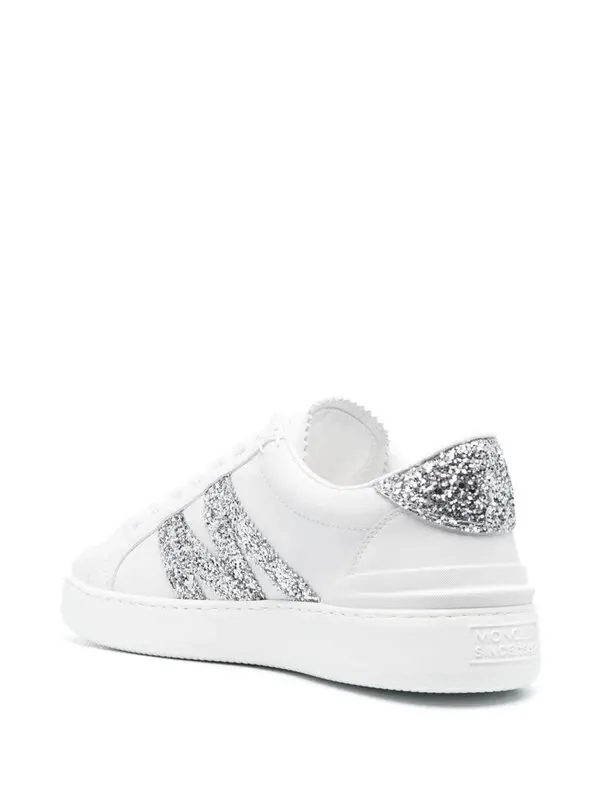 Moncler Monaco Glitter-embellished Sneakers - White