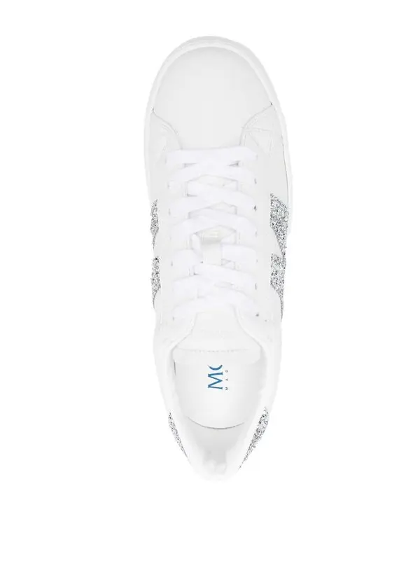 Moncler Monaco Glitter-embellished Sneakers - White