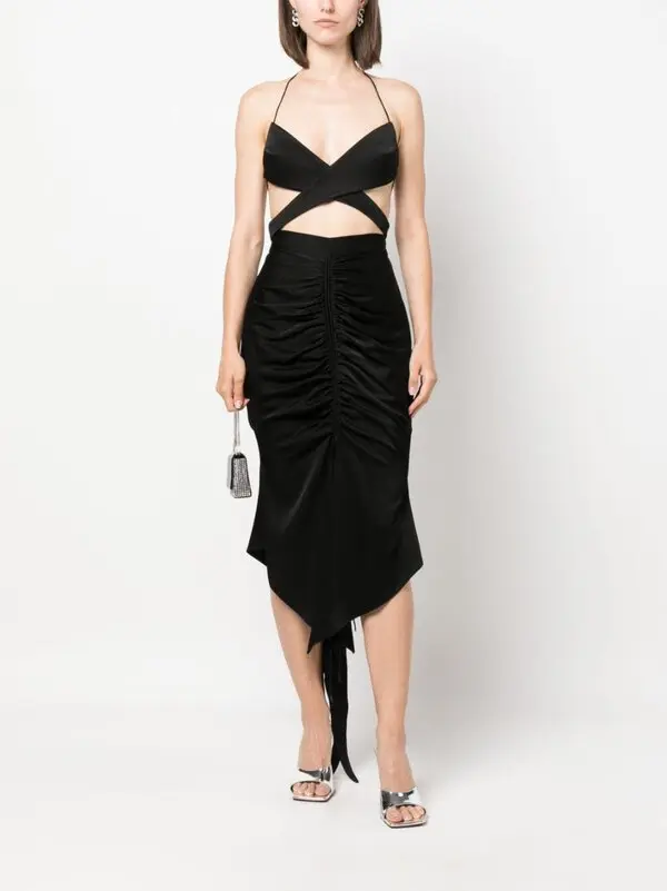 Alex Perry High-waisted Ruched Midi Skirt
