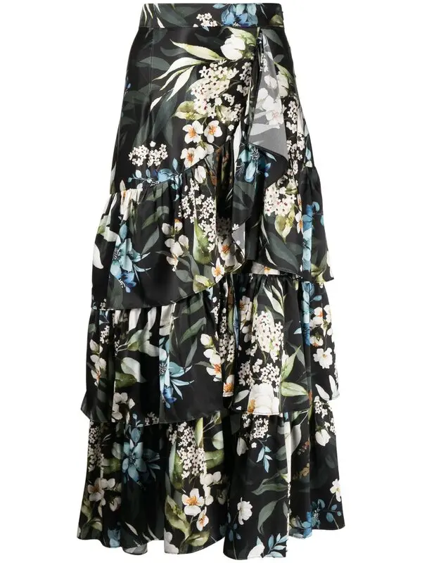 BAMBAH Gardenia Ruffled Midi Skirt