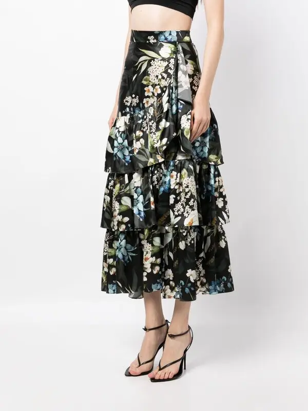 BAMBAH Gardenia Ruffled Midi Skirt