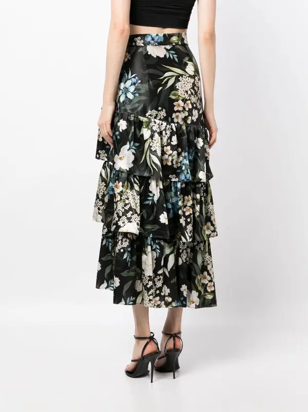 BAMBAH Gardenia Ruffled Midi Skirt