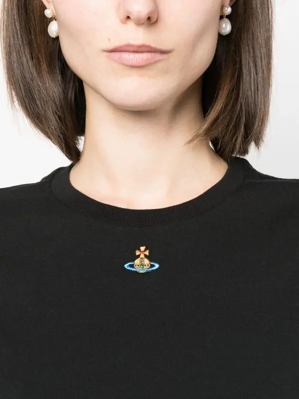 VIVIENNE WESTWOOD Orb Embroidered Organic Cotton T-shirt - Black