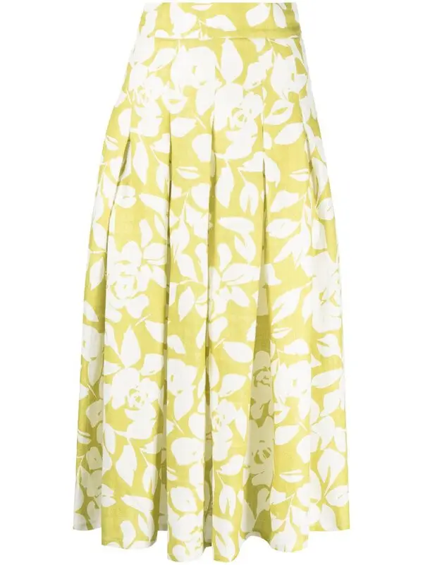 BAMBAH Lilly Pleated Midi Skirt - Green