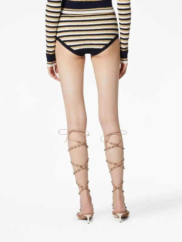 Valentino Garavani Striped Lurex Mini Shorts - Blue