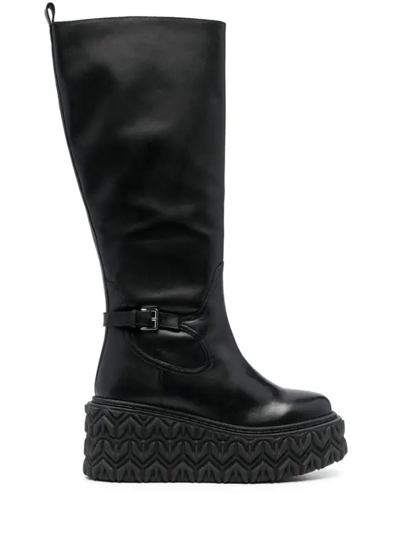 Patrizia Pepe 80mm Logo-embossed Platform Wedge Boots