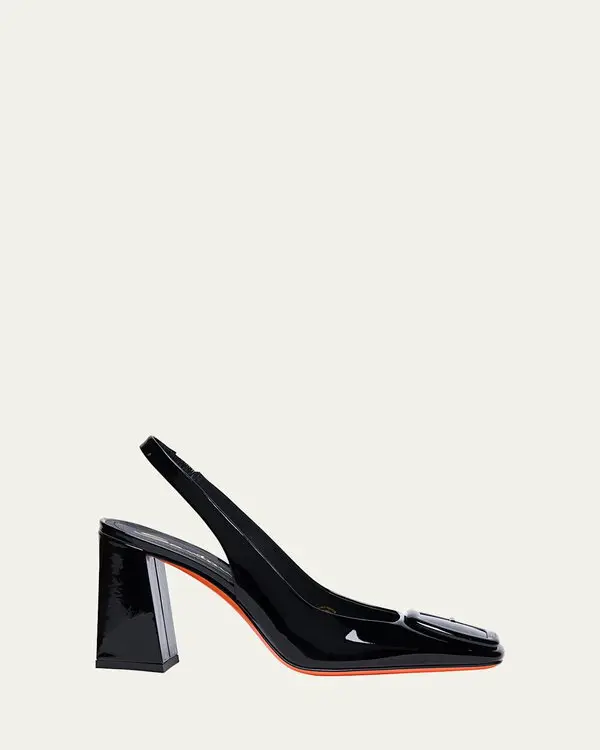 Santoni Peaches Patent Slingback Pumps