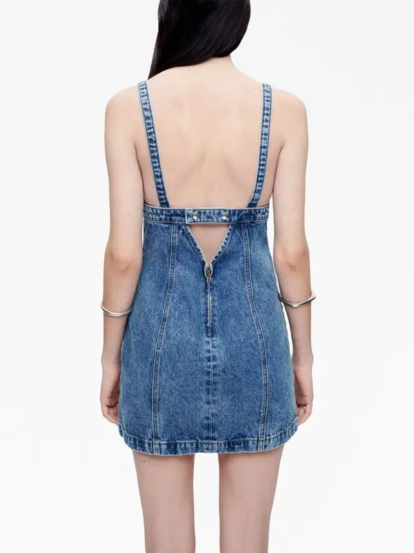 RE/DONE V-neck Denim Mini Dress With Cut-out Detailing