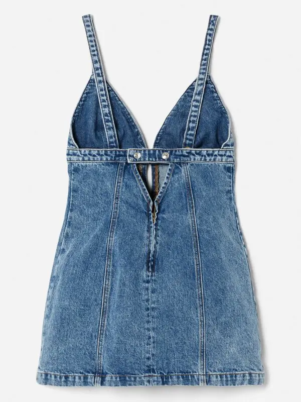 RE/DONE V-neck Denim Mini Dress With Cut-out Detailing