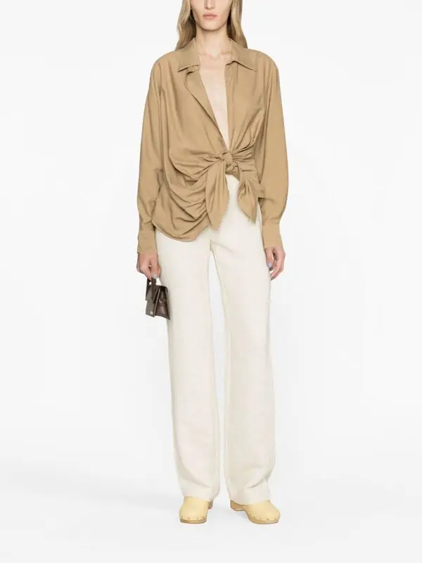 Jacquemus La Chemise Bahia Draped Shirt - Neutrals