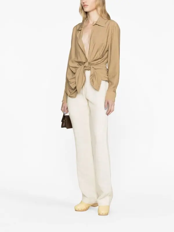 Jacquemus La Chemise Bahia Draped Shirt - Neutrals