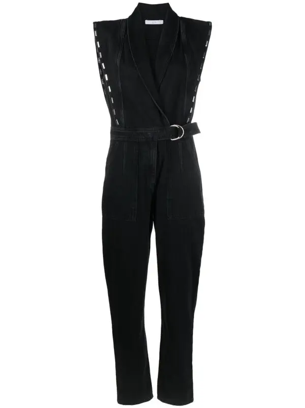 IRO PARIS Bilae Embellished Denim Jumpsuit - Black