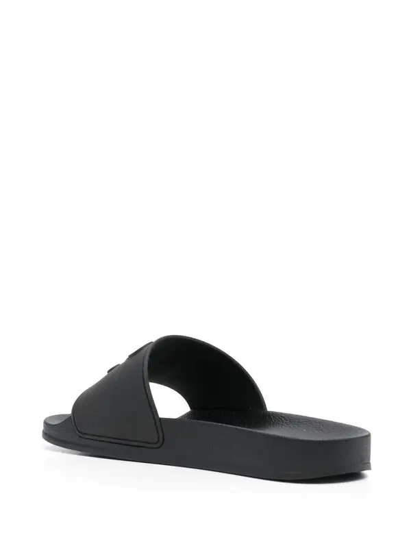 Palm Angels Rubberised Monogram Flat Slides - Black