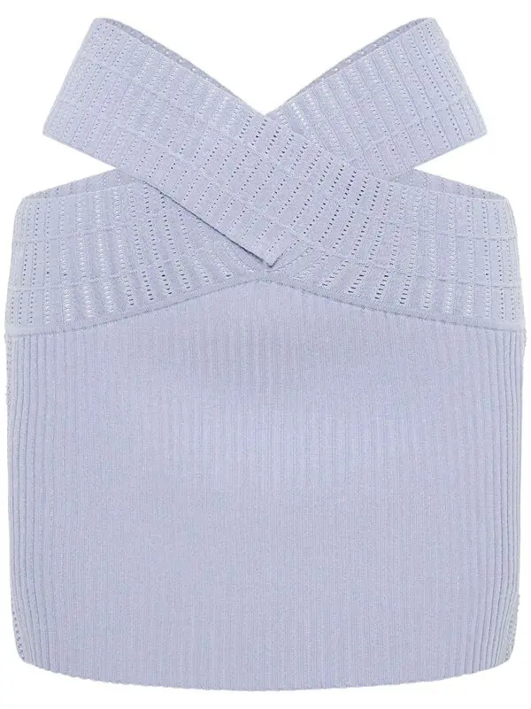 DION LEE Snakeskin Ribbed Miniskirt - Grey