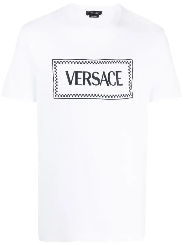 Versace 90s Logo Embroidered T-shirt - White