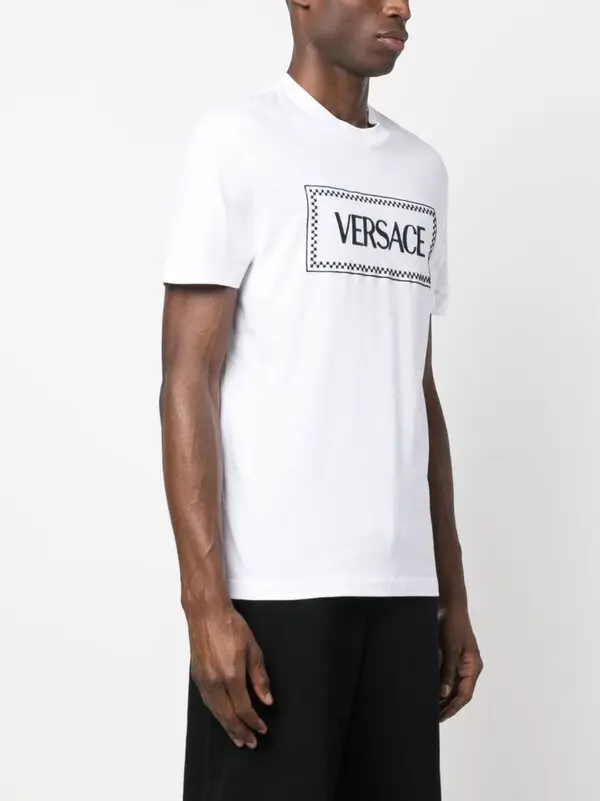 Versace 90s Logo Embroidered T-shirt - White