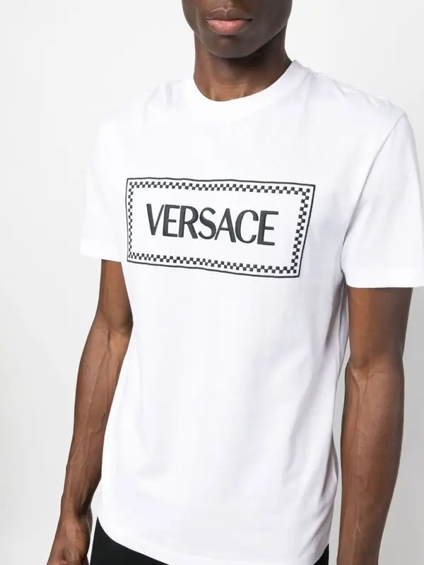 Versace 90s Logo Embroidered T-shirt - White