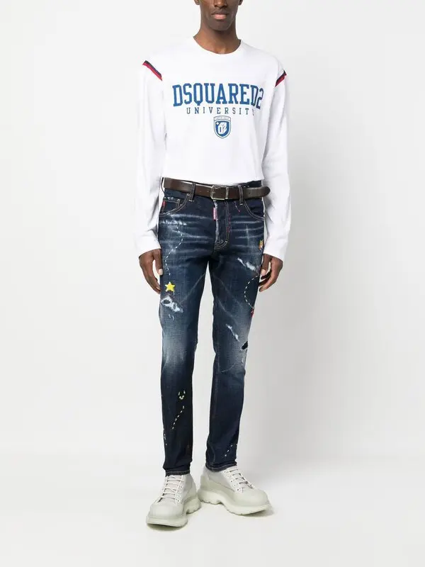 Dsquared2 University-print Long-sleeve T-shirt - White