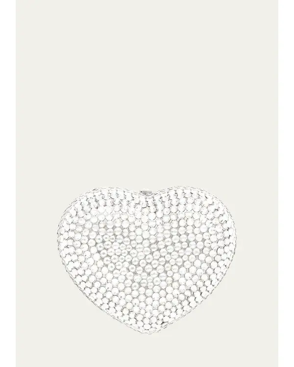 Judith Leiber Heart Crystal Pillbox - Silver