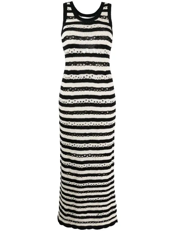 Sonia Rykiel Paris Striped Openwork Maxi Dress