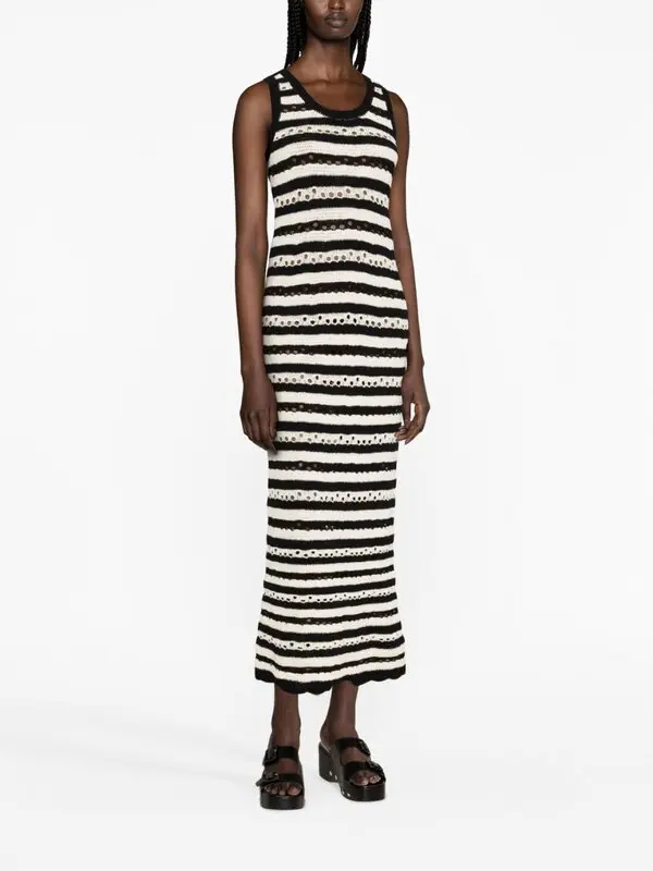 Sonia Rykiel Paris Striped Openwork Maxi Dress