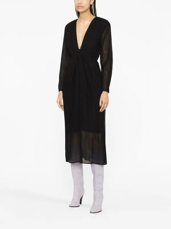 IRO PARIS Plissé Effect Draped Midi Dress