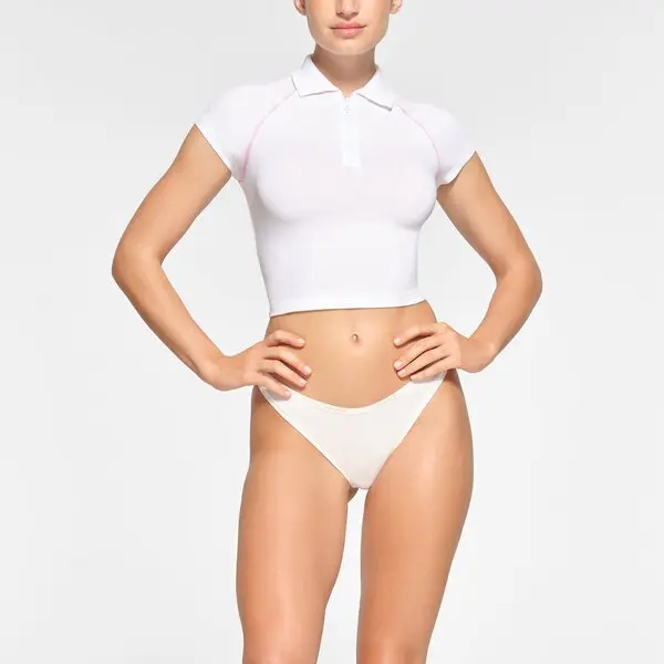 SKIMS New Vintage Sport Cropped Collared T Shirt