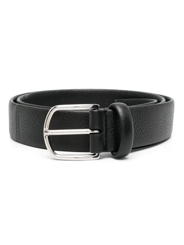 Canali Engraved-logo Buckle Belt - Black