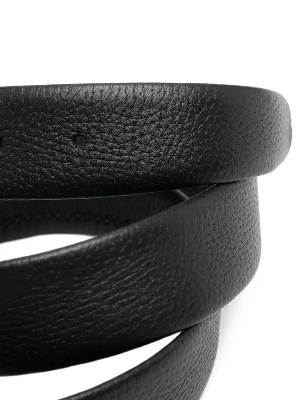 Canali Engraved-logo Buckle Belt - Black