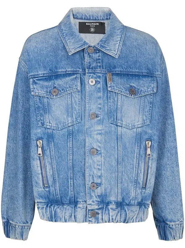 Balmain 70s Logo-patch Denim Jacket - Blue