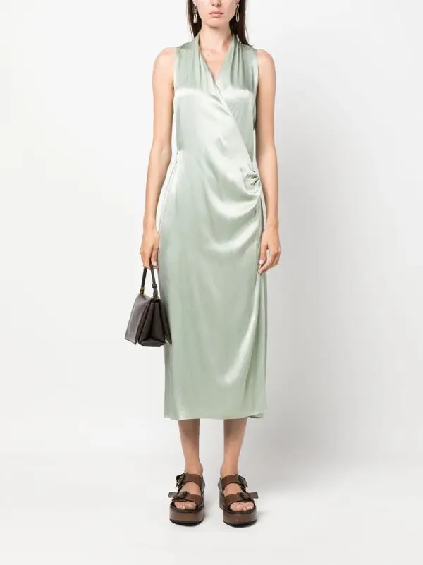 Vince Satin-finish V-neck Wrap Dress