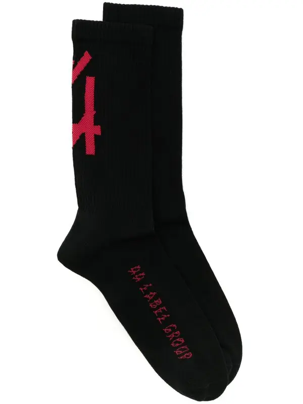 44 LABEL GROUP Intarsia-knit Logo Socks - Black