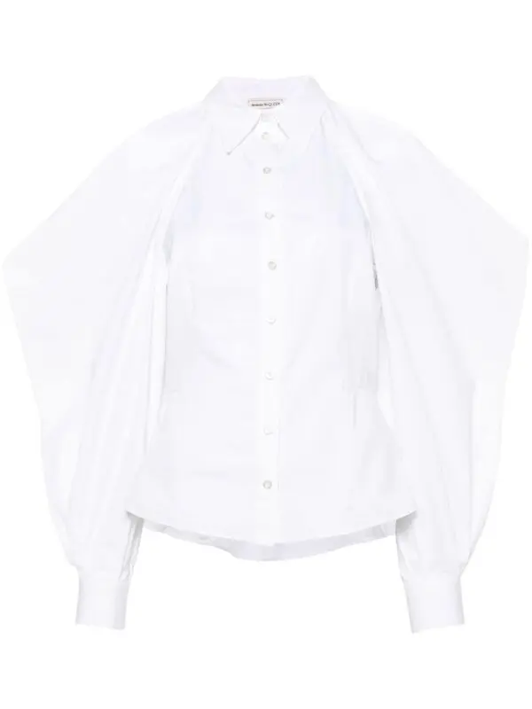 Alexander McQueen Slashed Drape-sleeve Shirt