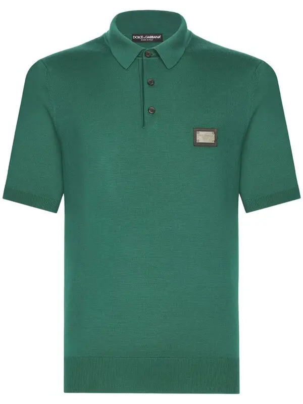 Dolce & Gabbana Logo-tag Virgin-wool Polo Shirt - Green
