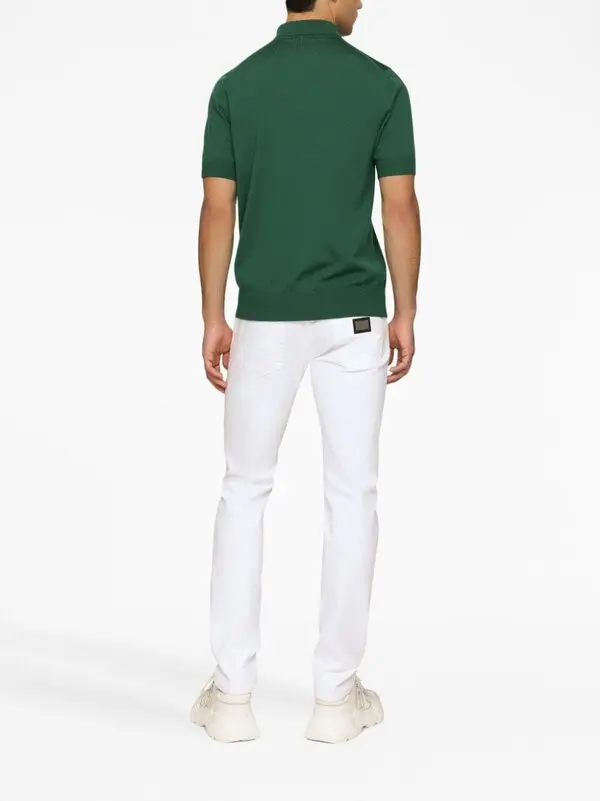 Dolce & Gabbana Logo-tag Virgin-wool Polo Shirt - Green