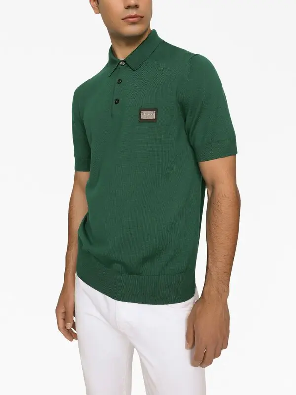 Dolce & Gabbana Logo-tag Virgin-wool Polo Shirt - Green