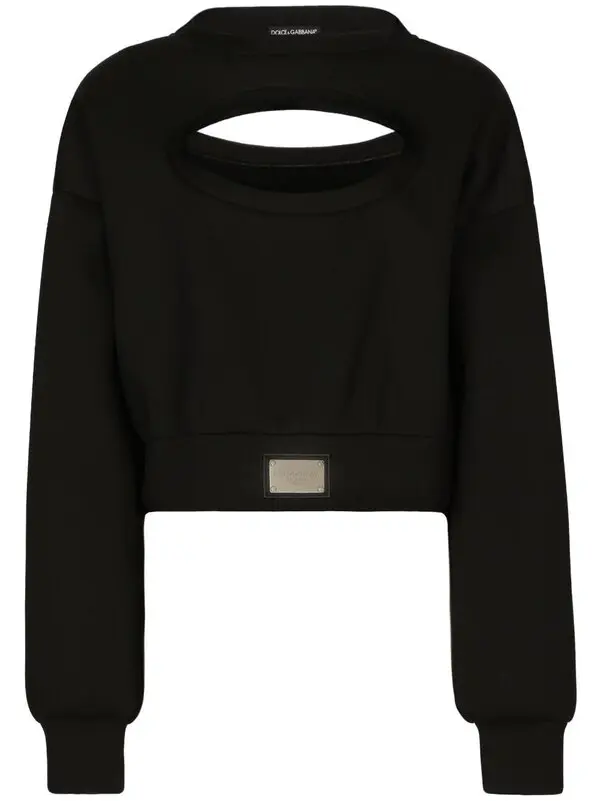 Dolce & Gabbana Logo-plaque Cut-out Jumper - Black