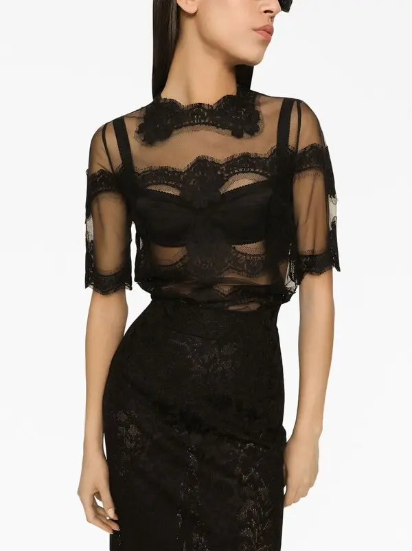Dolce & Gabbana Floral-lace Midi Skirt